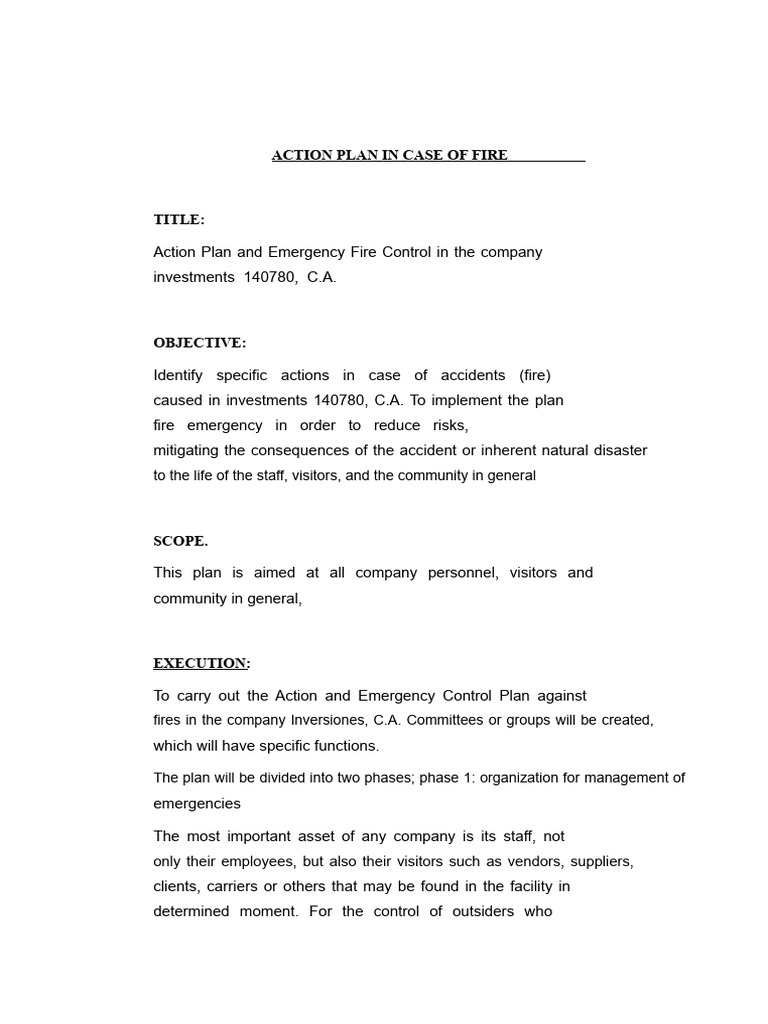 Action Plan | PDF | Emergency Evacuation | Firefighter