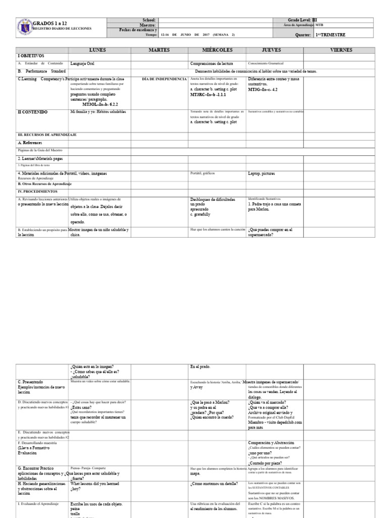 Grado 3 DLL MTB 3 q1 Semana 2 | PDF | Aprendizaje