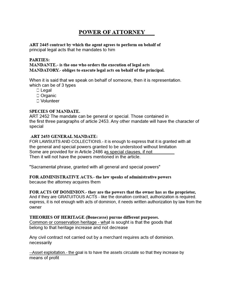 General Mandate Characteristics | PDF | Power Of Attorney | Mortgages