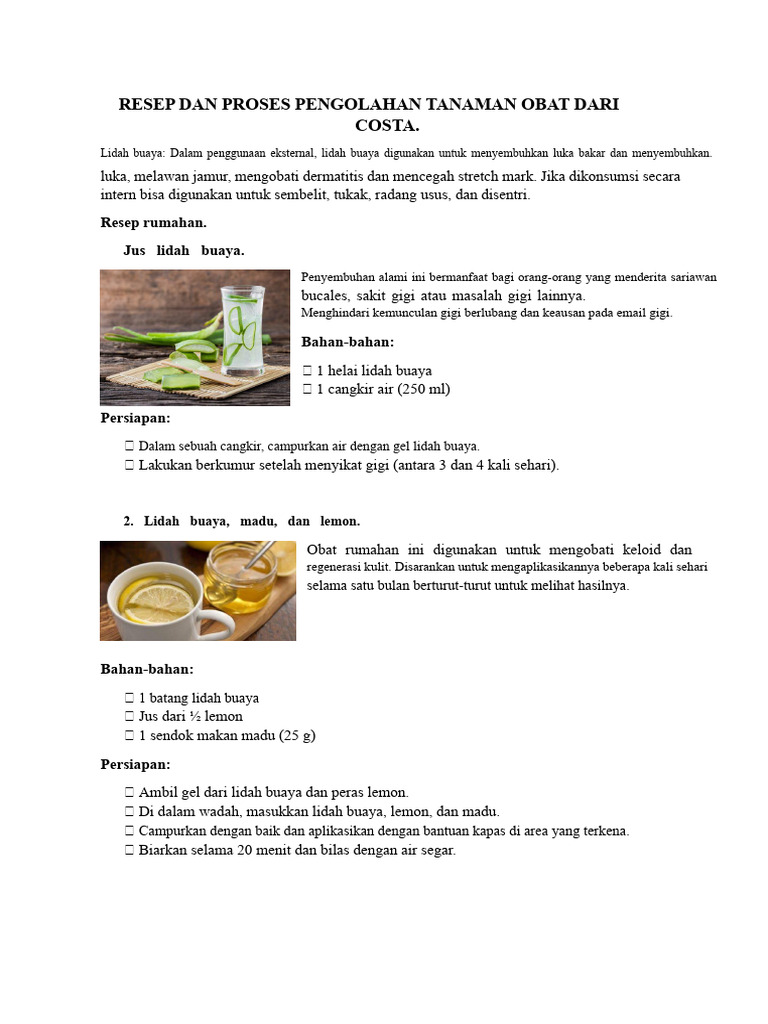 Resep Tanaman Obat Alami dan Manfaatnya | PDF