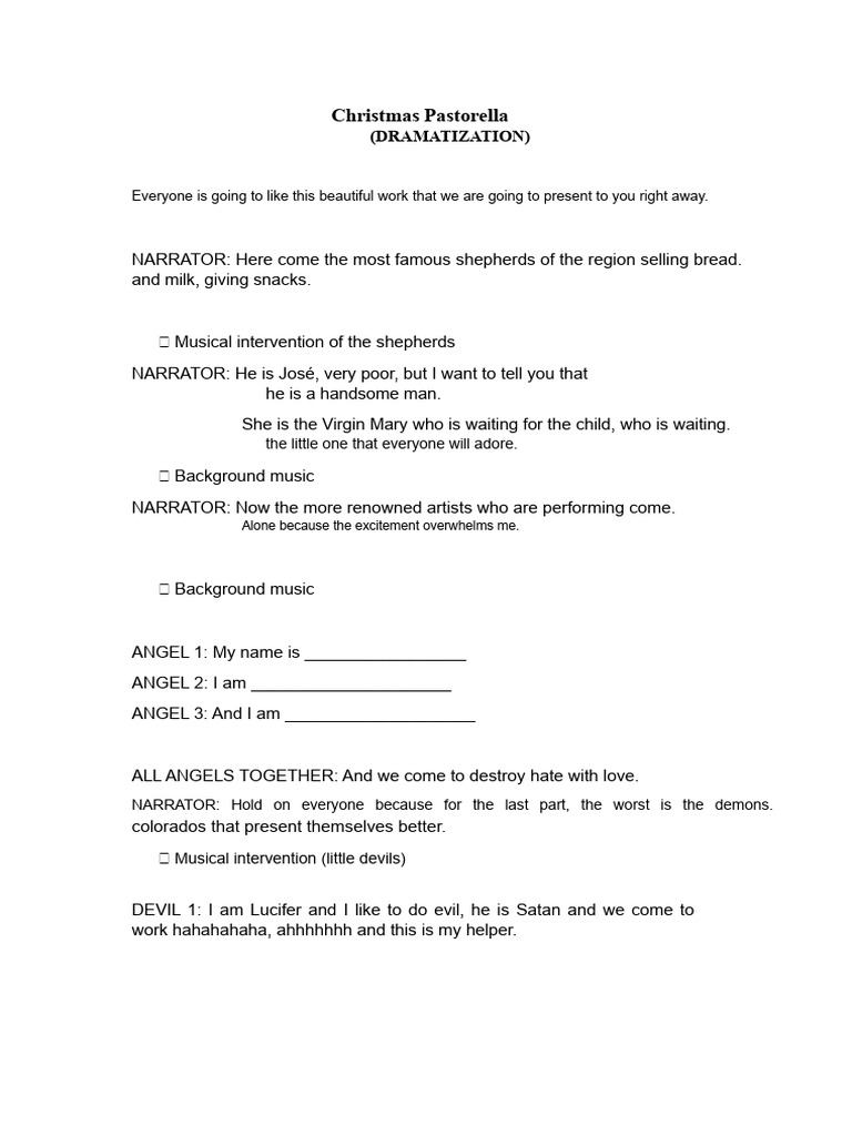 Christmas Pastorella Dramatization Script | PDF | Biblical Magi | Christmas