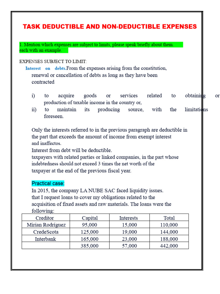 Deductible vs Non-Deductible Expenses | PDF | Tax Deduction | Expense