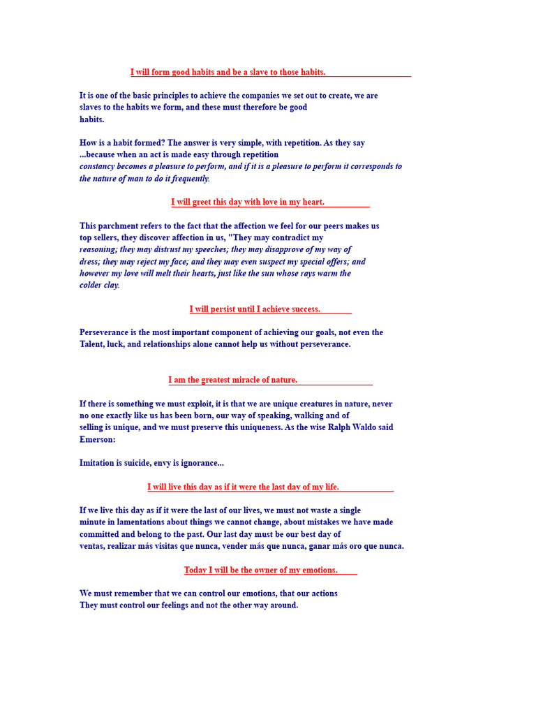 The Scrolls of Success by Og Mandino (Condensed) | PDF | Love ...