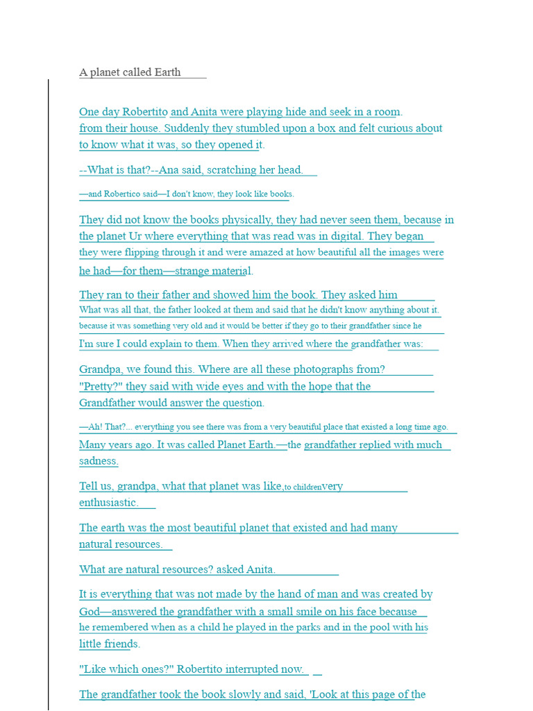 A Planet Called Earth MONDAY STORY | PDF | Natural Environment ...
