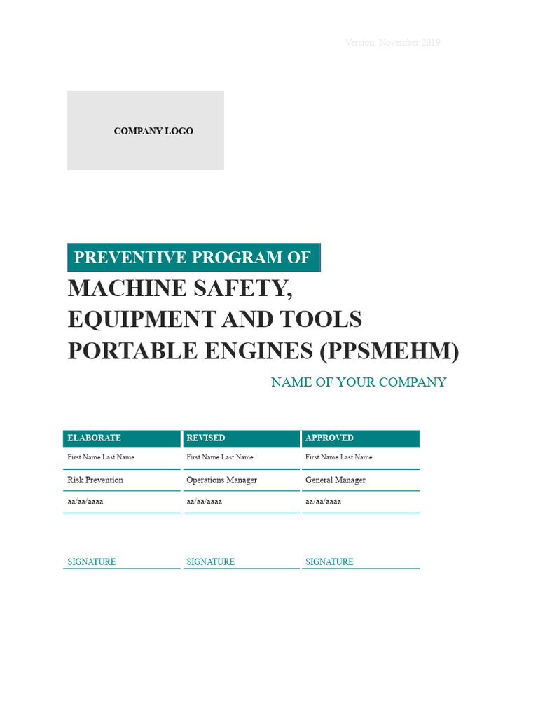 Format Program Machines Equipment and Tools - Version NOV 2019 | PDF ...