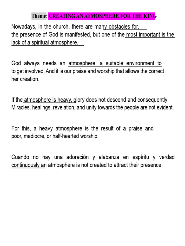 Creating An Atmosphere of Worship For His Presence | PDF | God | Worship