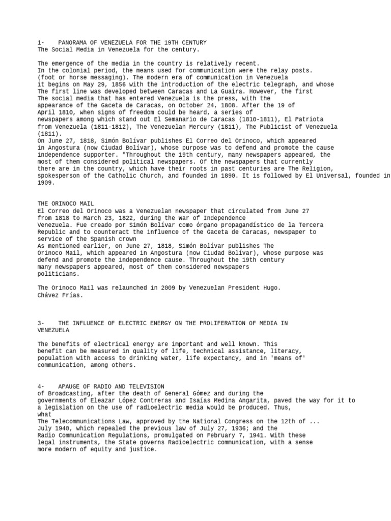 Evolution of The Media in Venezuela | PDF | Venezuela