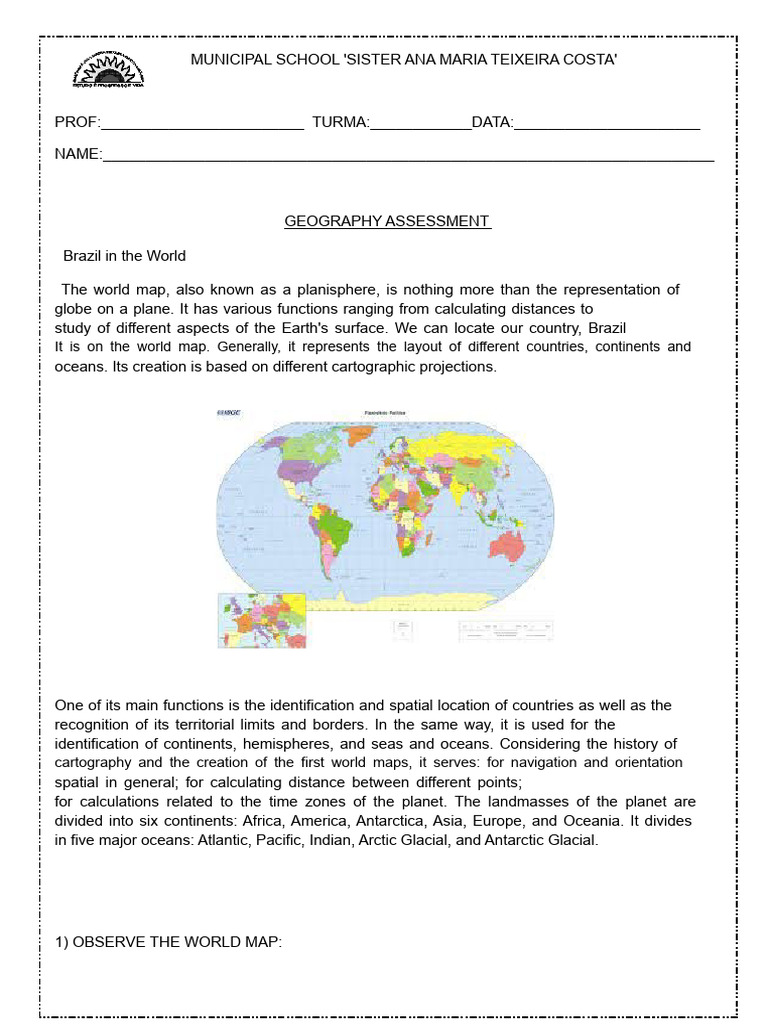 Geography-Assessment-5th-Grade IRMA | PDF | Continent | Map