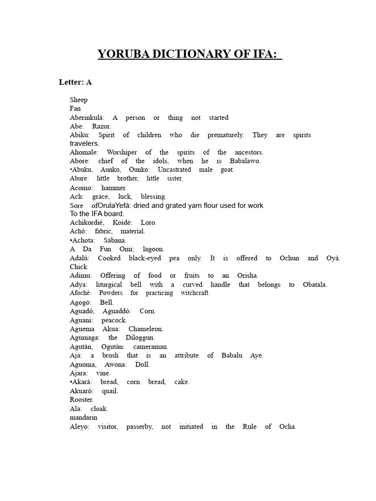 Yoruba Dictionary of Ifa | PDF