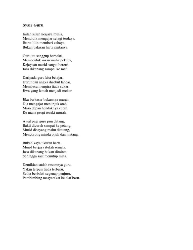 Syair Guru | PDF | Agama & Spiritualitas