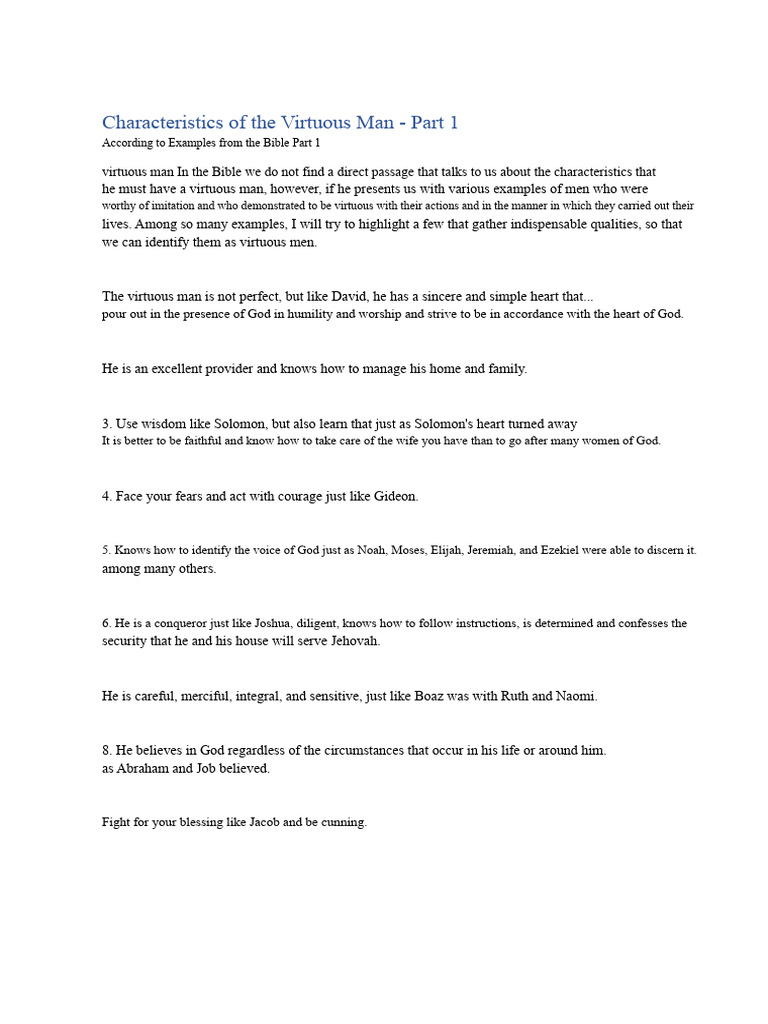 Characteristics of The Virtuous Man | PDF | Courage | Bible