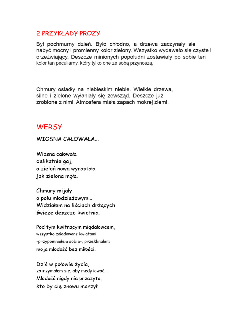 2 Przykłady Prozy | PDF