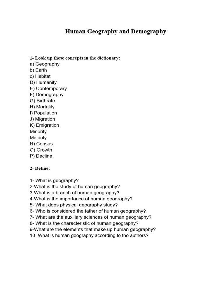 Human Geography and Demography Overview | PDF | Demography | Rural Area