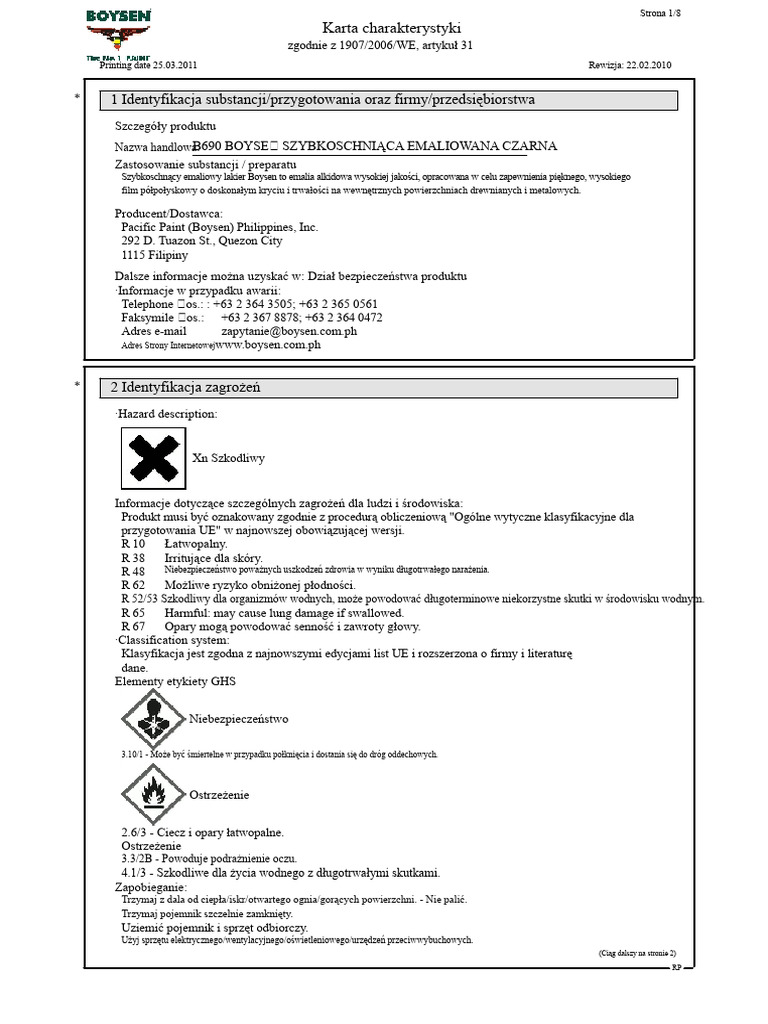 B690 Boysen Szybkoschnąca Emalia Czarna PDF | PDF