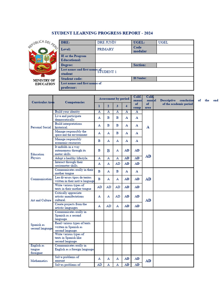 11 Primary Progress Report 2024 | PDF | Knowledge | Experience