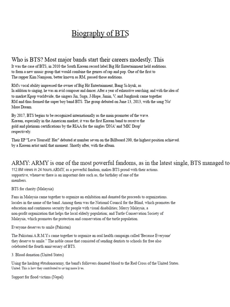 Biography of BTS | PDF