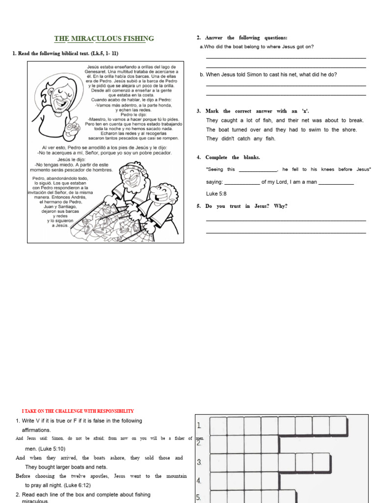 The Miraculous Fishing | PDF | Jesus | Saint Peter