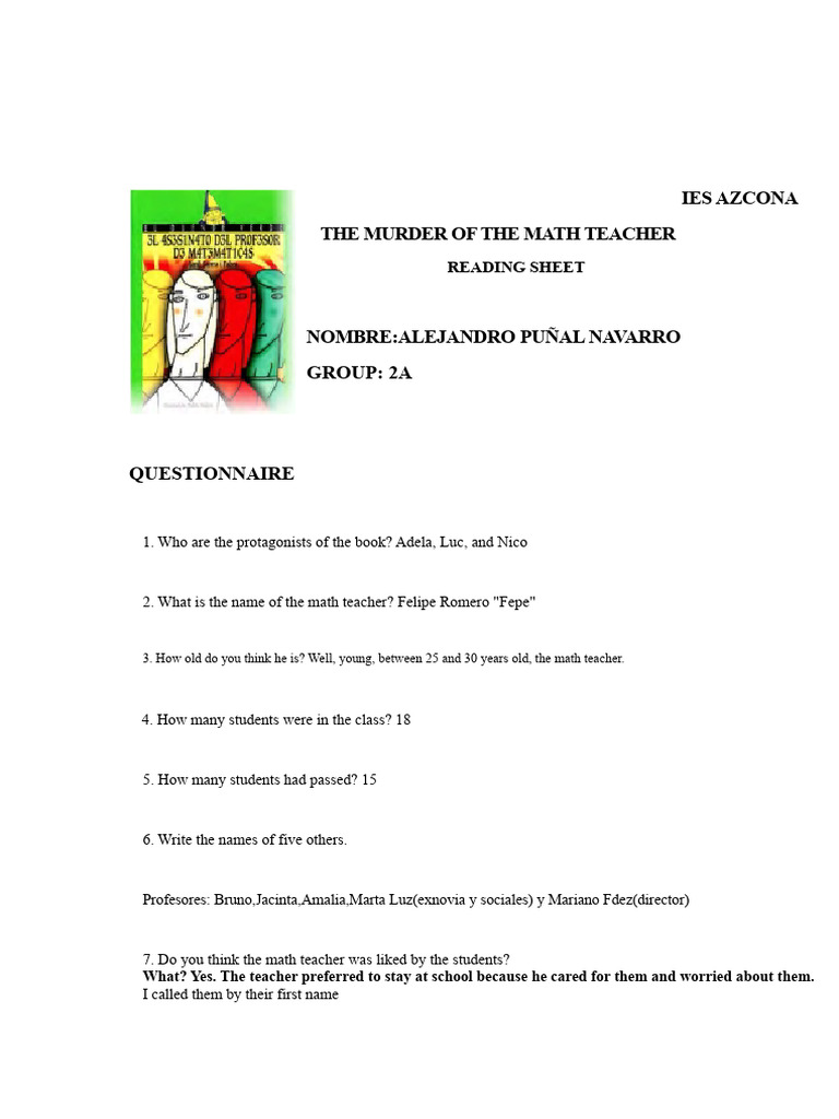 Murder Mystery in Math Class | PDF