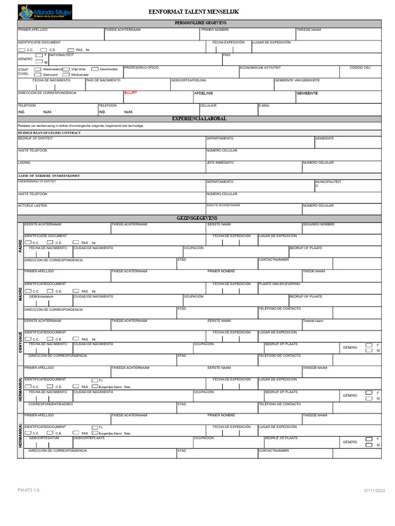 FM-073. Uniek formaat voor Menselijk Talent. V 5 | PDF