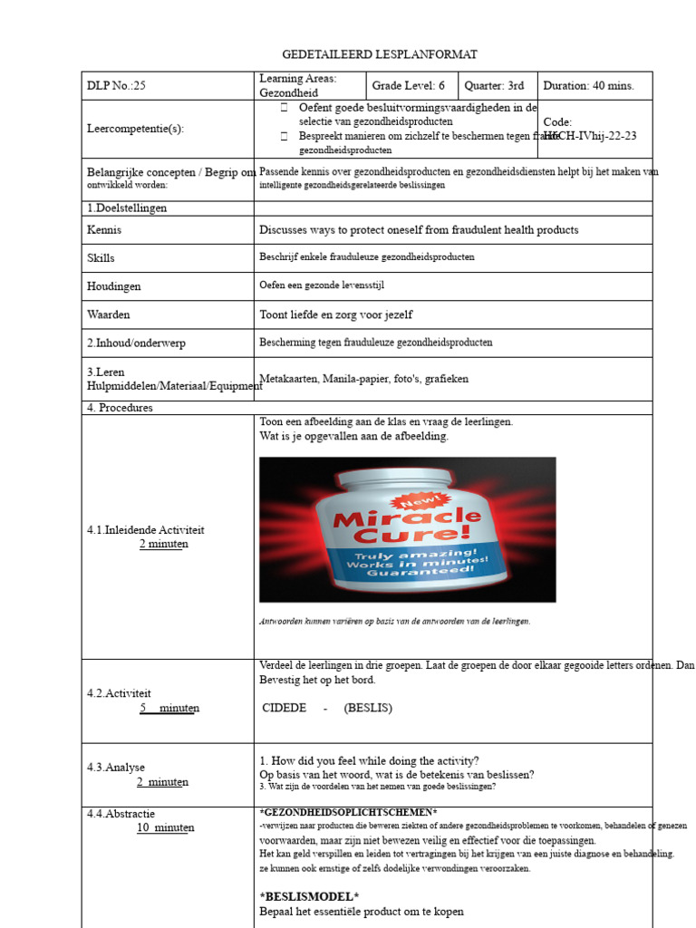 DLP Groep 6 Gezondheid 4e Kwartaal DLP 25 | PDF