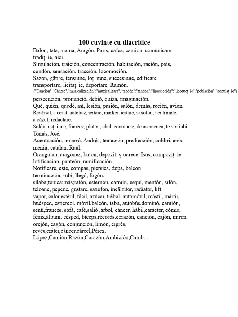 100 Cuvinte Cu Accent | PDF