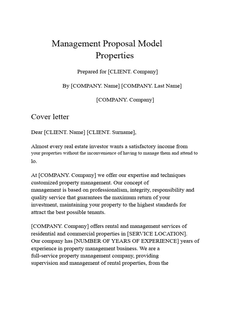 Comprehensive Property Management Proposal | PDF | Property Management ...