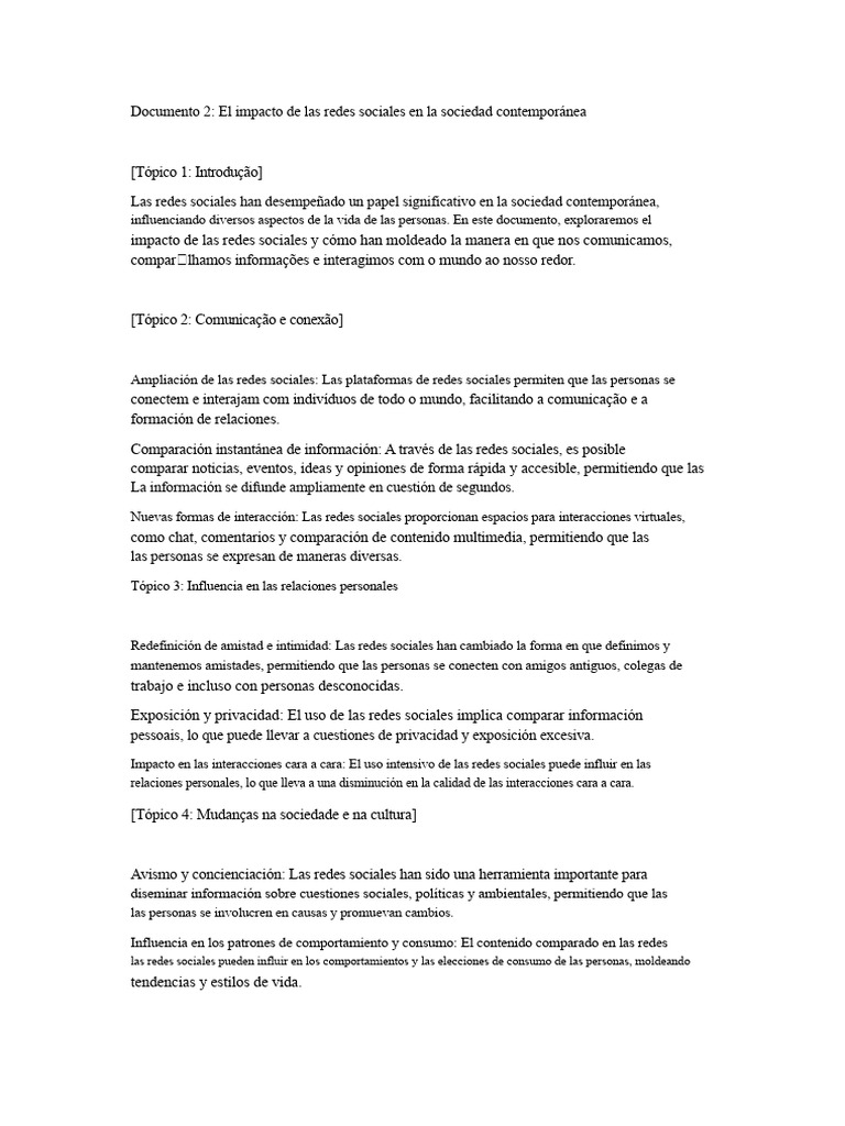 Impacto de las Redes Sociales en la Sociedad | PDF | Redes sociales ...