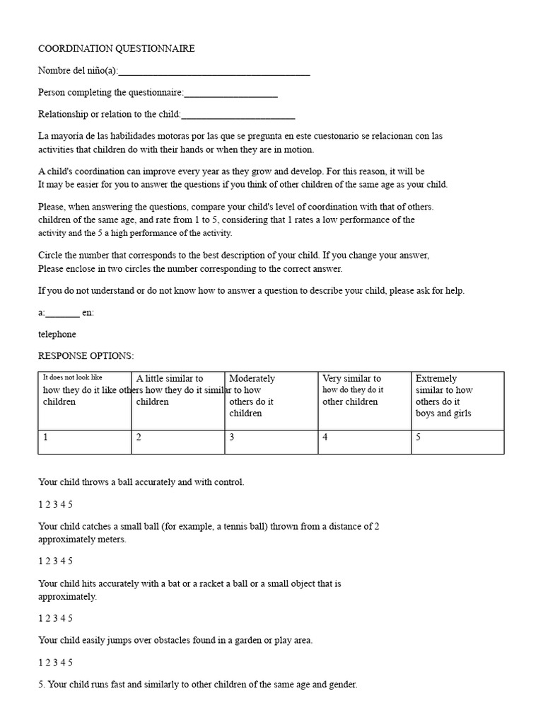 Parent Coordination Questionnaire | PDF