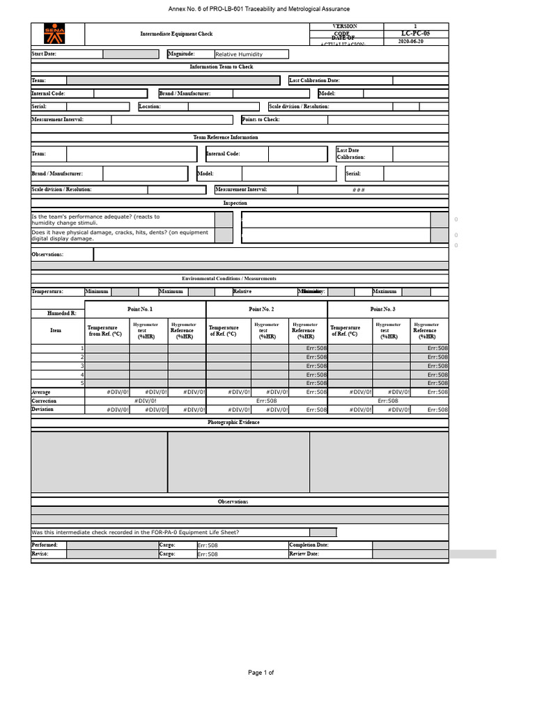 Lc-Fo-05 Format For Interim Checks of Equipment | PDF | Calibration ...