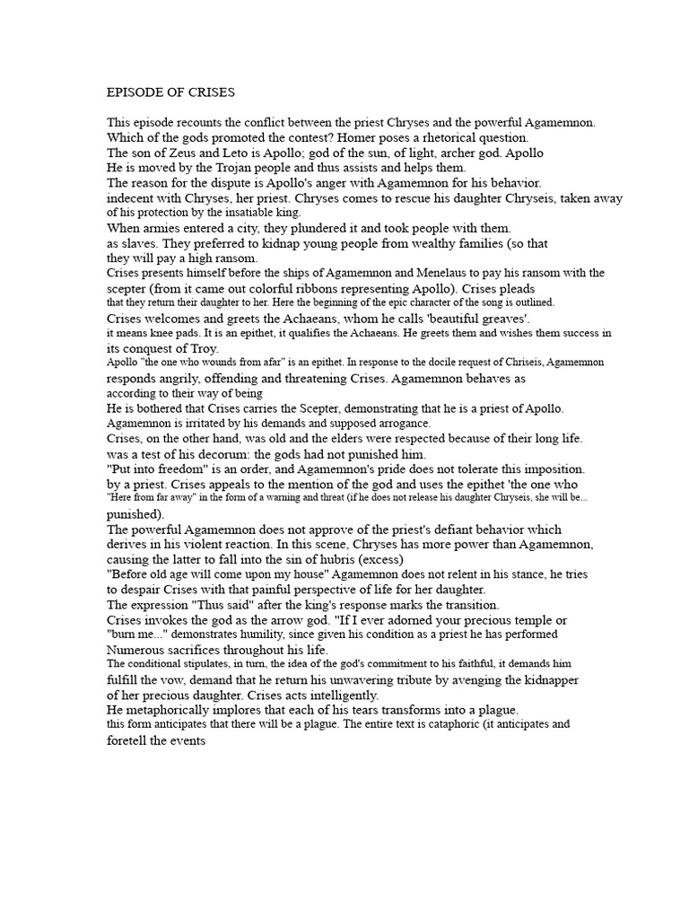 Agamemnon and Chryses: A Clash of Pride | PDF | Agamemnon | Apollo