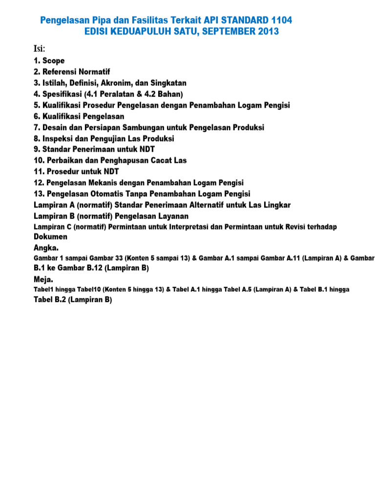 Panduan Pengelasan Pipa API 1104 | PDF