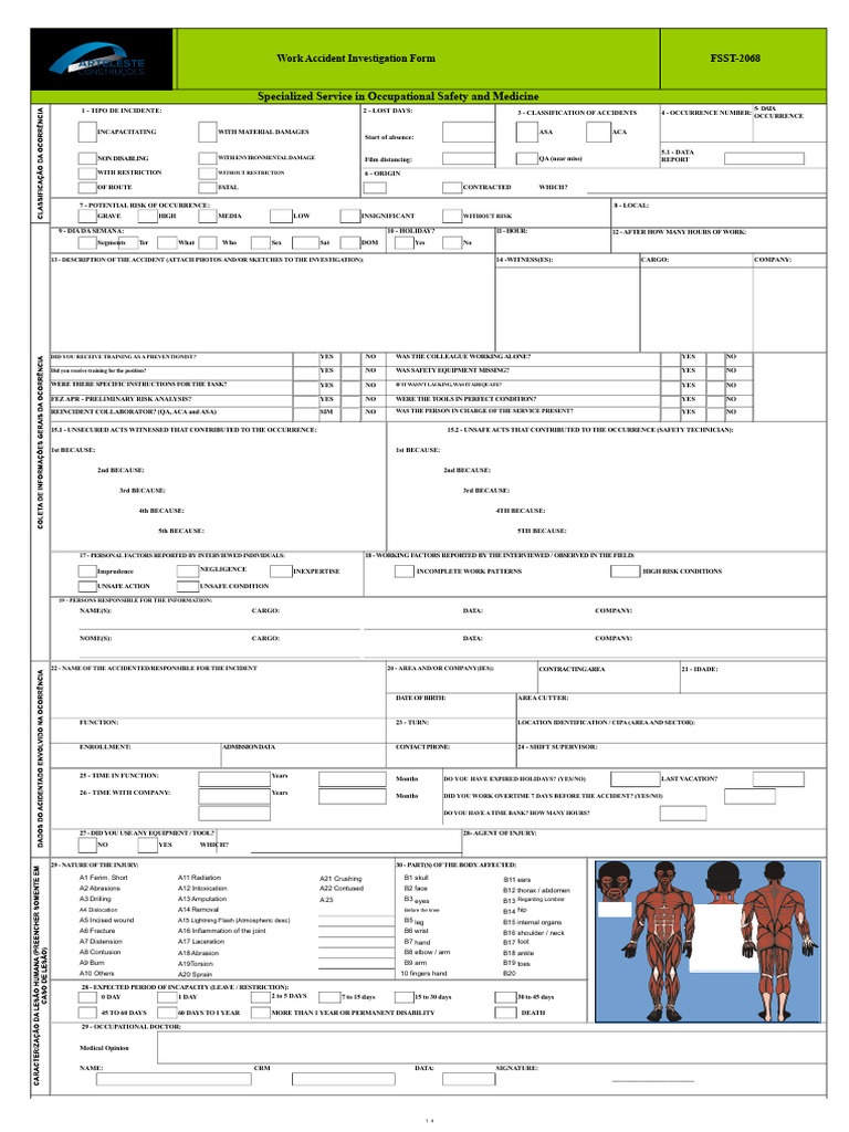 Work Accident Investigation Form | PDF | Accidents | Safety