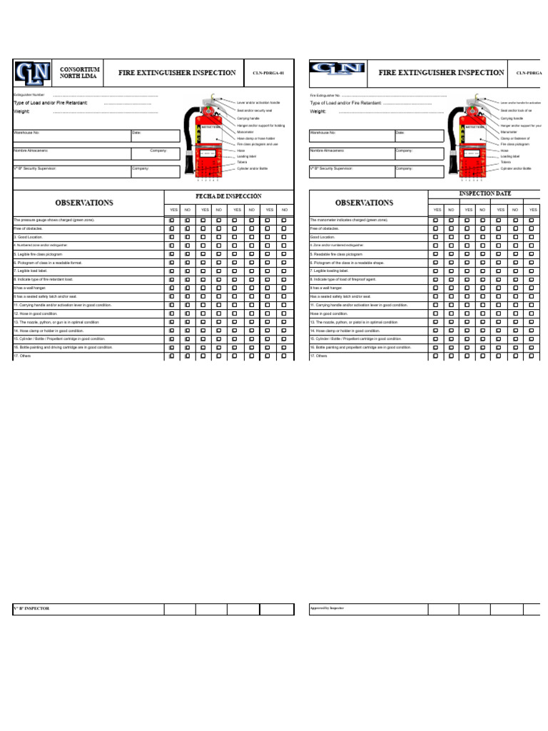 Fire Extinguisher Checklist | PDF
