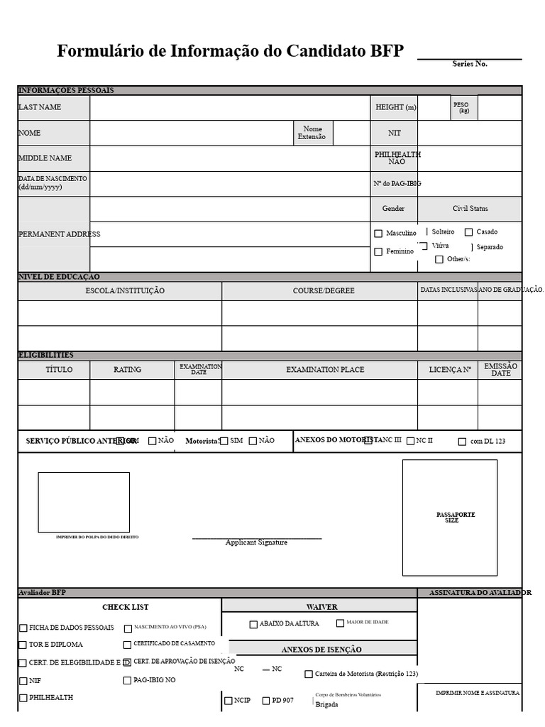 Formulário de Informações Do Candidato BFP | PDF | Governo e personalidade