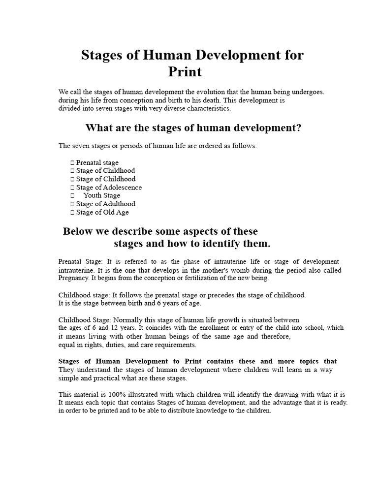 Stages of Human Development To Print | PDF