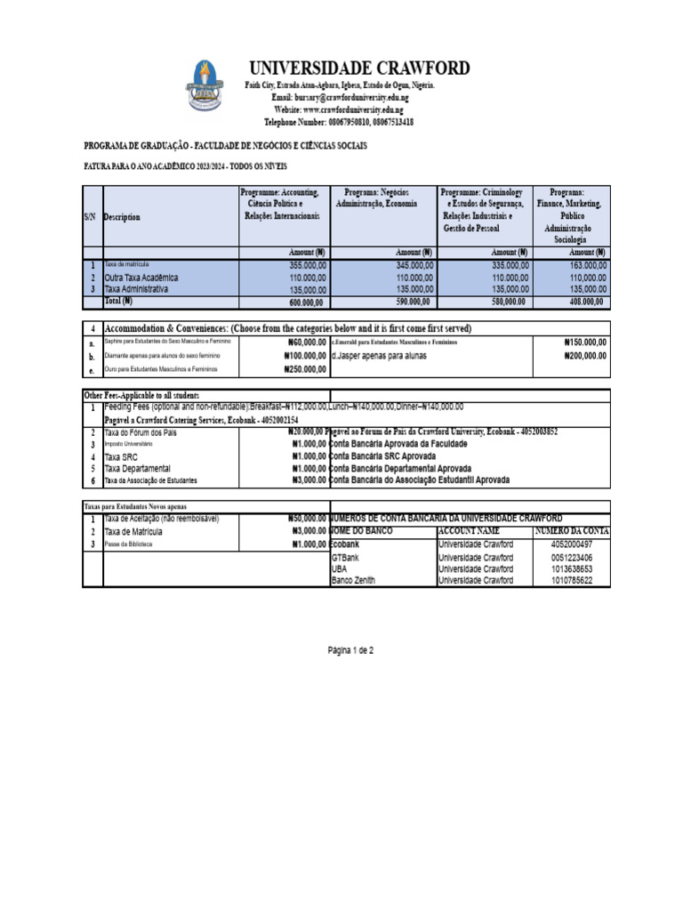 Taxas Escolares Do CBSS para 2023-2024 | PDF | Bancos | Science
