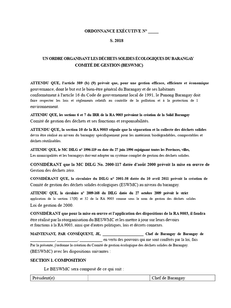 Création du Comité de Gestion des Déchets | PDF | Recyclage | Déchets