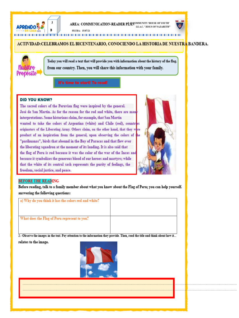 History of The Peruvian Flag - Reading Plan | PDF | Heraldry | Flag