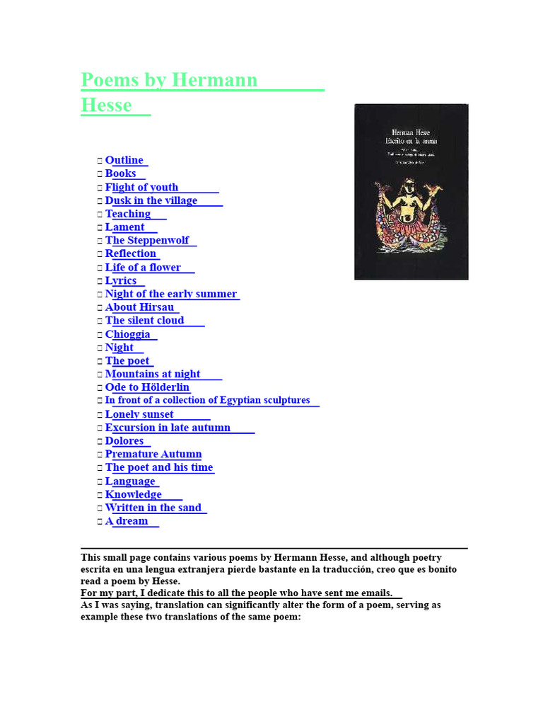 Hermann Hesse's Poetry Collection | PDF