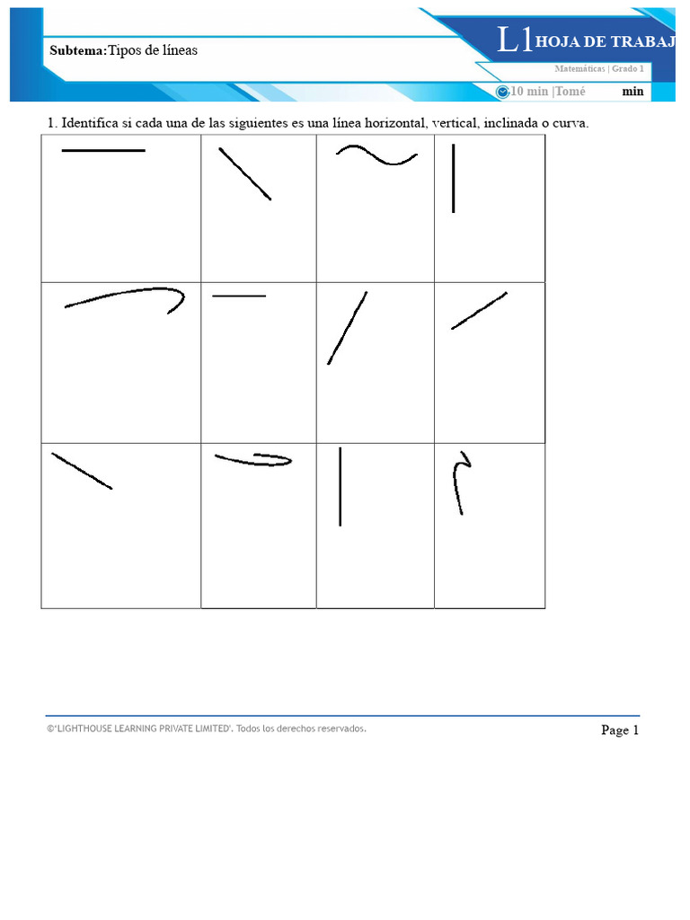 Tipos de Líneas en Matemáticas para 1er Grado | PDF
