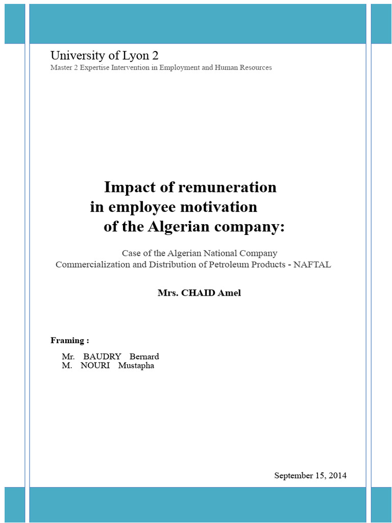 Impact of Remuneration in Employee Motivation of The Algerian Company ...