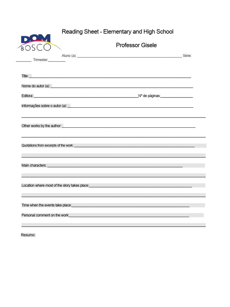 Reading Sheet | PDF