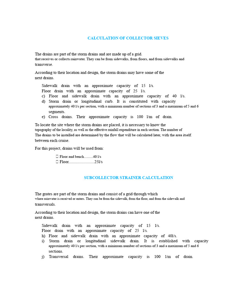 Storm Drain Capacity Calculations | PDF | Storm Drain | Earth Sciences
