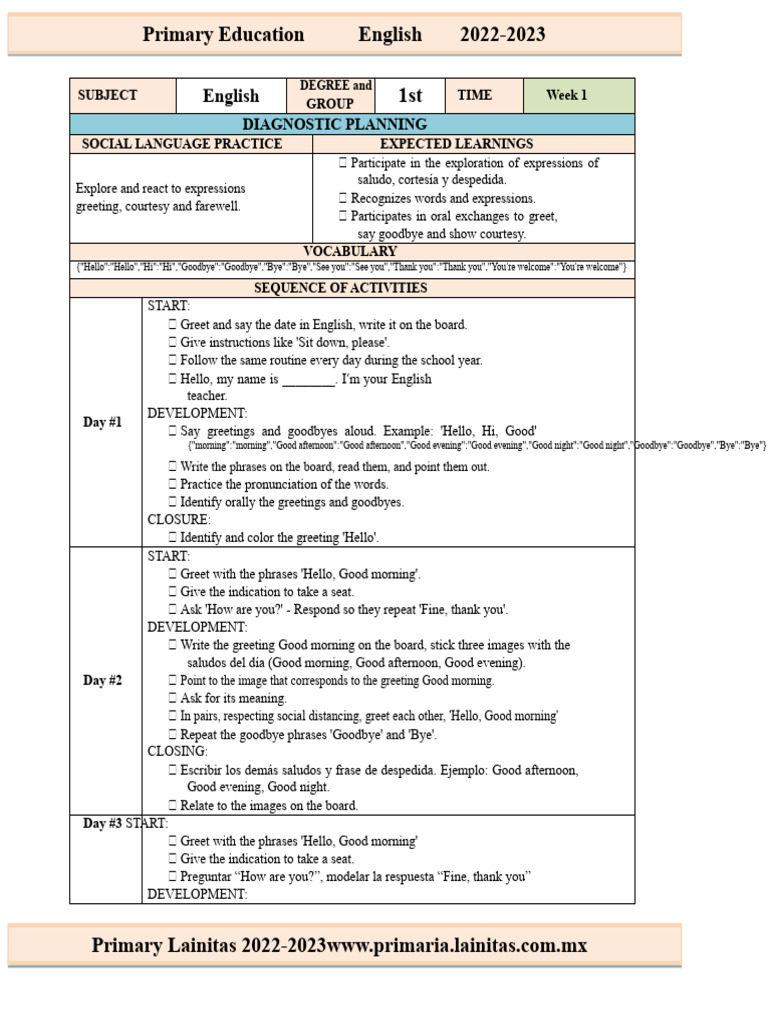 1st? English (2022-2023) ? | PDF | English Language | Vocabulary