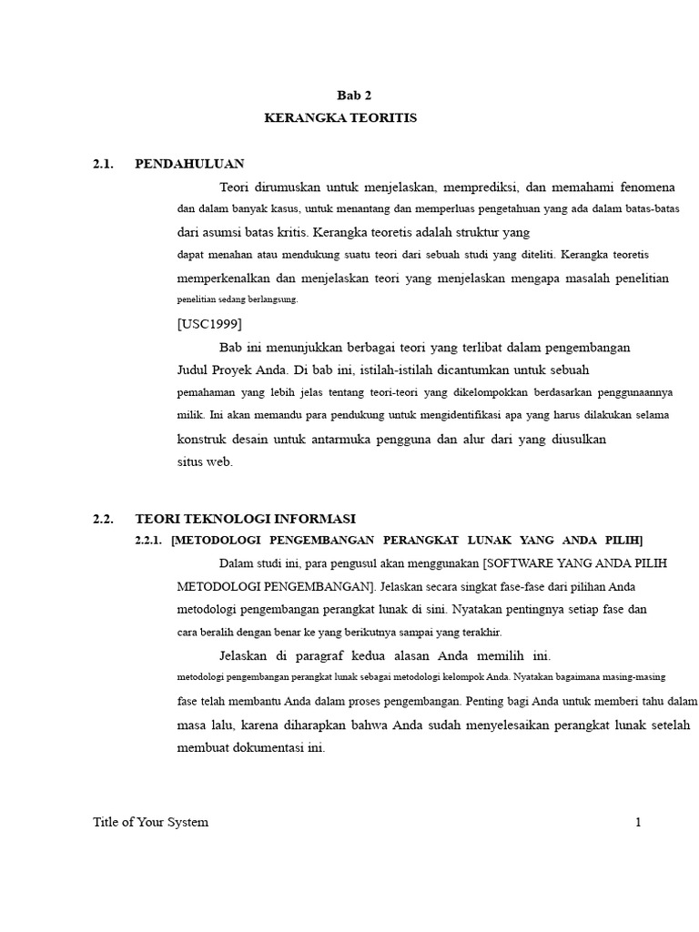 Dokumentasi Proyek Capstone - Bab Dua - Template Contoh | PDF