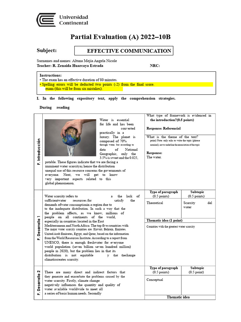 Partial Communication Evaluation | PDF | Water Scarcity | Agriculture