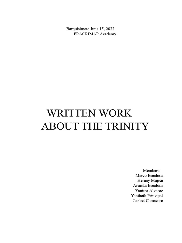 Work On The Trinity | PDF | Trinity | God The Father