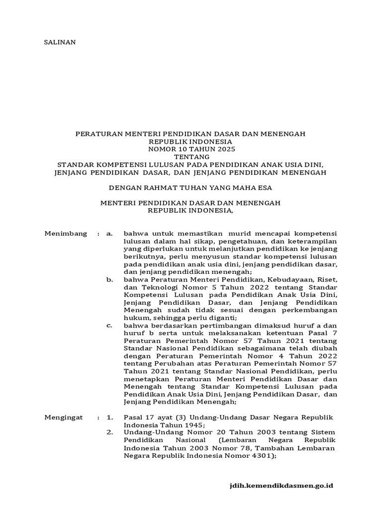 Dok.8 Demensi SKL Dan Pencapaian Perkembangan Anak Usia Dini | PDF