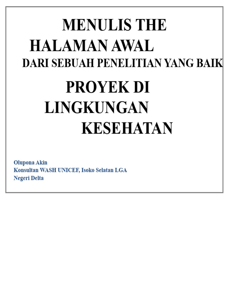 Panduan Menulis Halaman Awal Penelitian | PDF