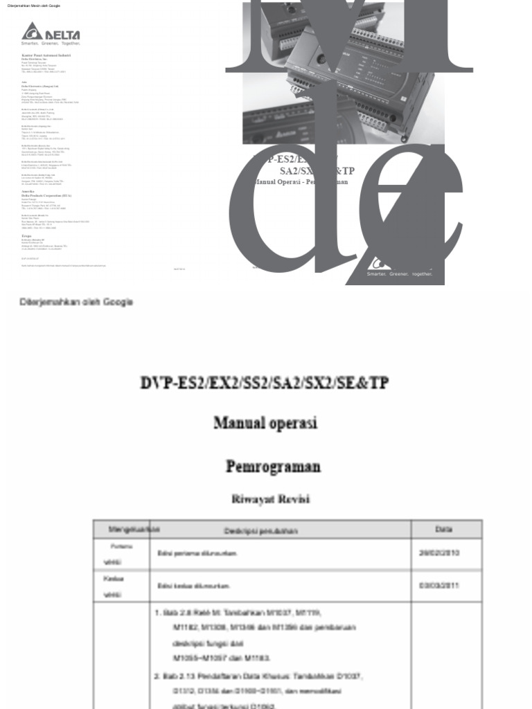 Manual Plc Delta Dvp Es2 Ex2 Ss2 Sa2 Sx2 Se Tp 1 50 | PDF